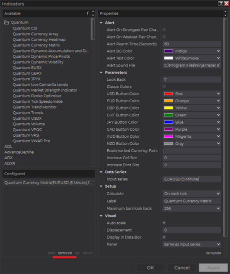 Currency Matrix for NinjaTrader 8 – Information and Configuration ...
