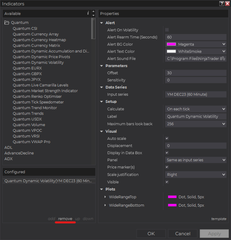 Dynamic Volatility for NinjaTrader 8 – Information and Configuration | Quantum Trading ...