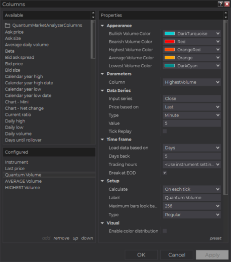 Volume for NinjaTrader 8 – Information and Configuration | Quantum ...