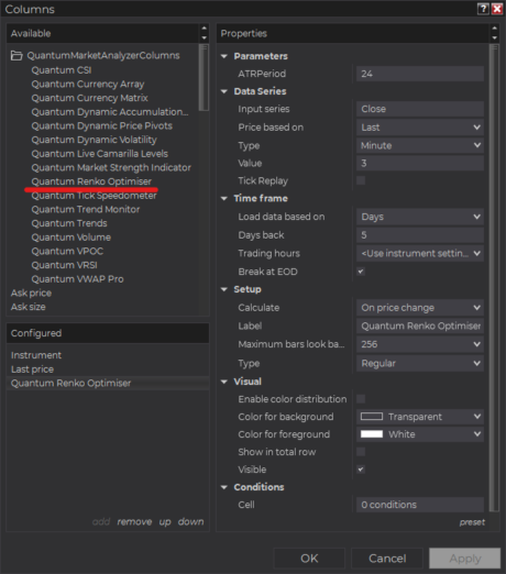 Renko Optimiser for NInjaTrader 8 – Information and Configuration | Quantum Trading Indicators ...