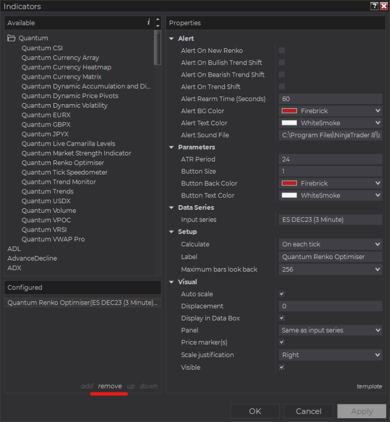 Renko Optimiser for NInjaTrader 8 – Information and Configuration | Quantum Trading Indicators ...